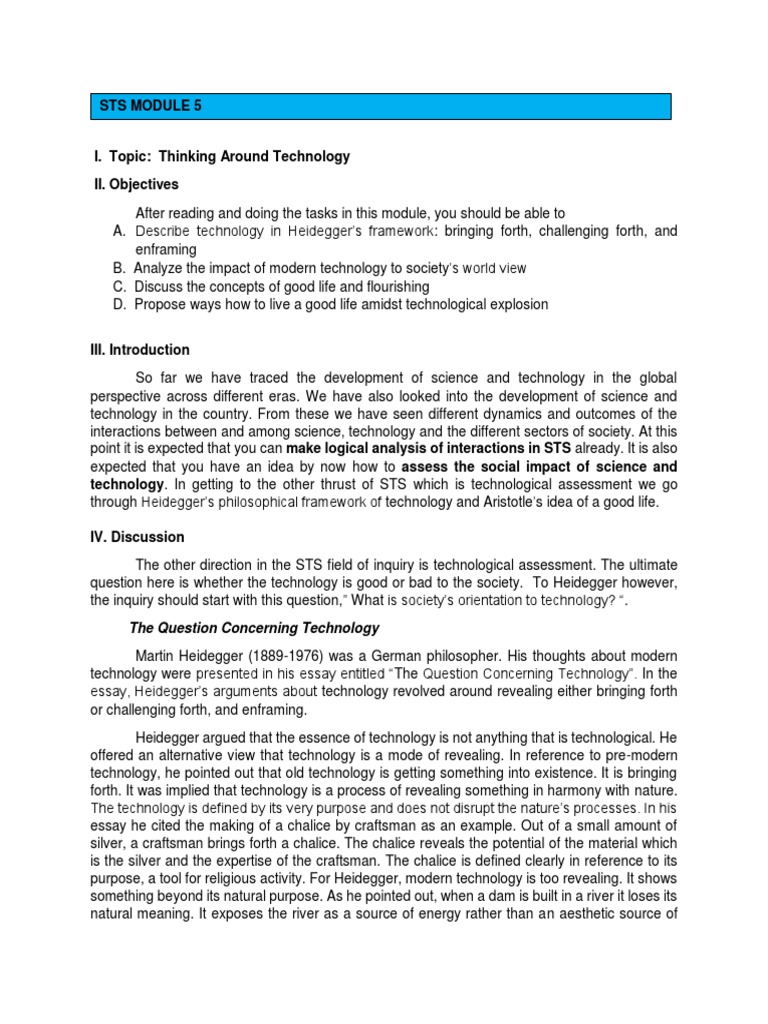 Heidegger's Technology and the Good Life | PDF | Martin Heidegger ...