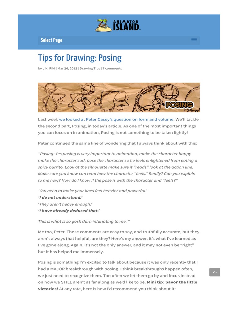 Tips For Drawing Posing - Animator Island | PDF