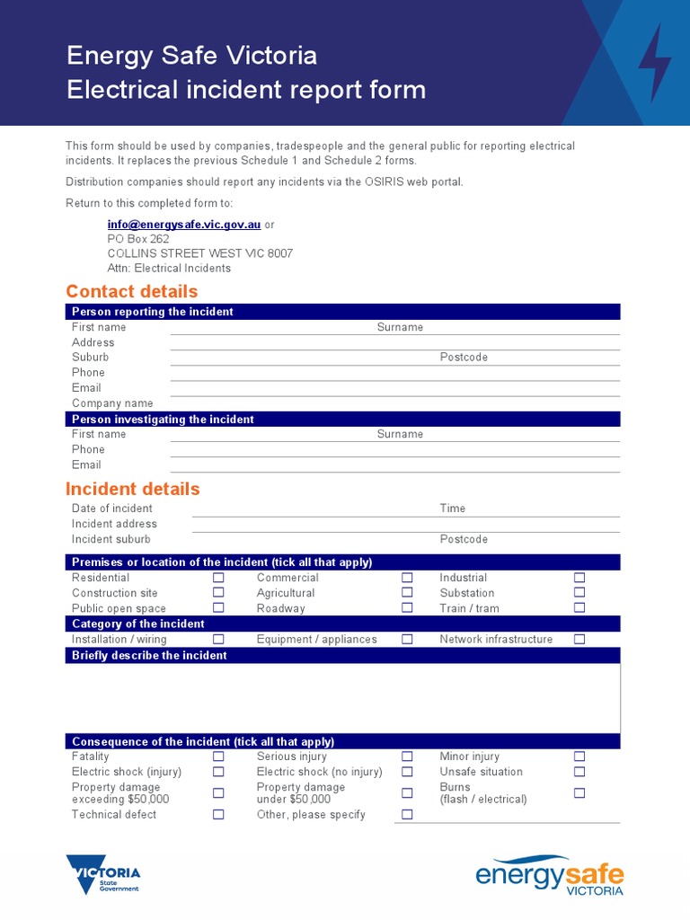 Electrical Incident Report Form-2018 | PDF | Safety | Injury