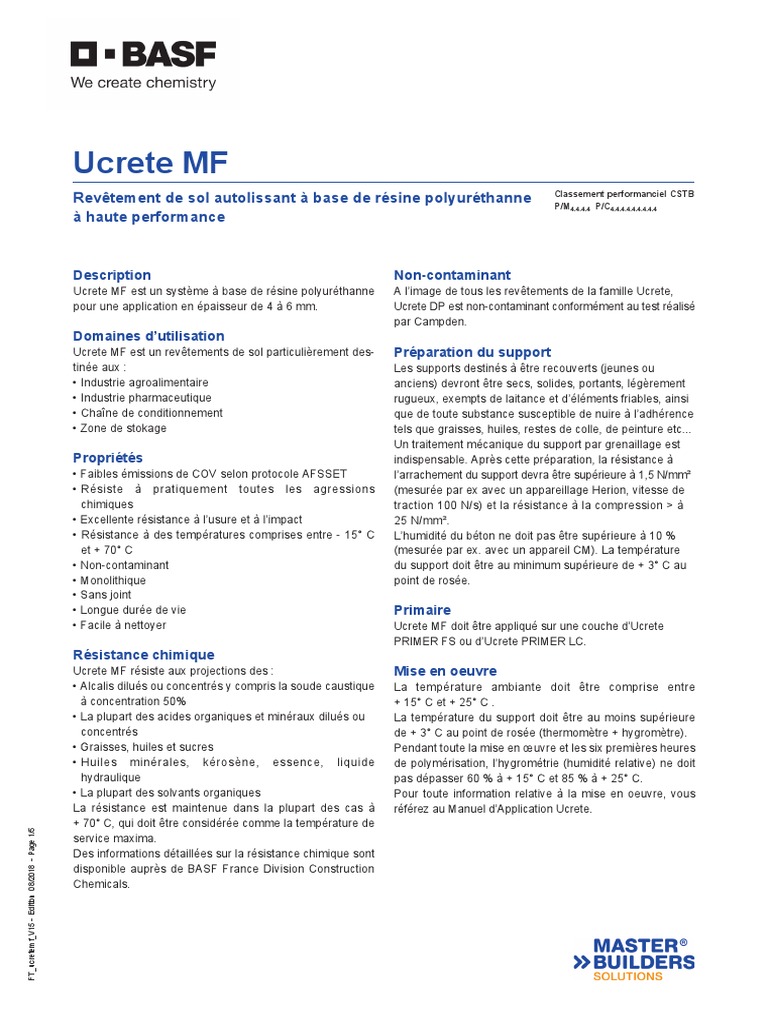 Ucrete MF Fiche Technique | PDF | Béton | Chimie