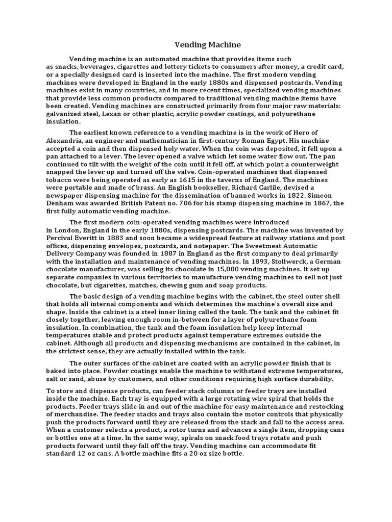 Vending Machine | PDF | Vending Machine