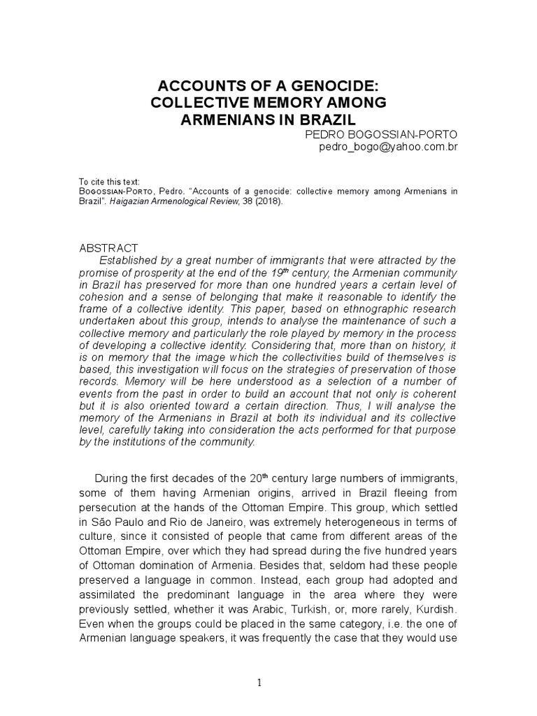 Accounts of A Genocide Collective Memory | PDF | Armenia | Memory