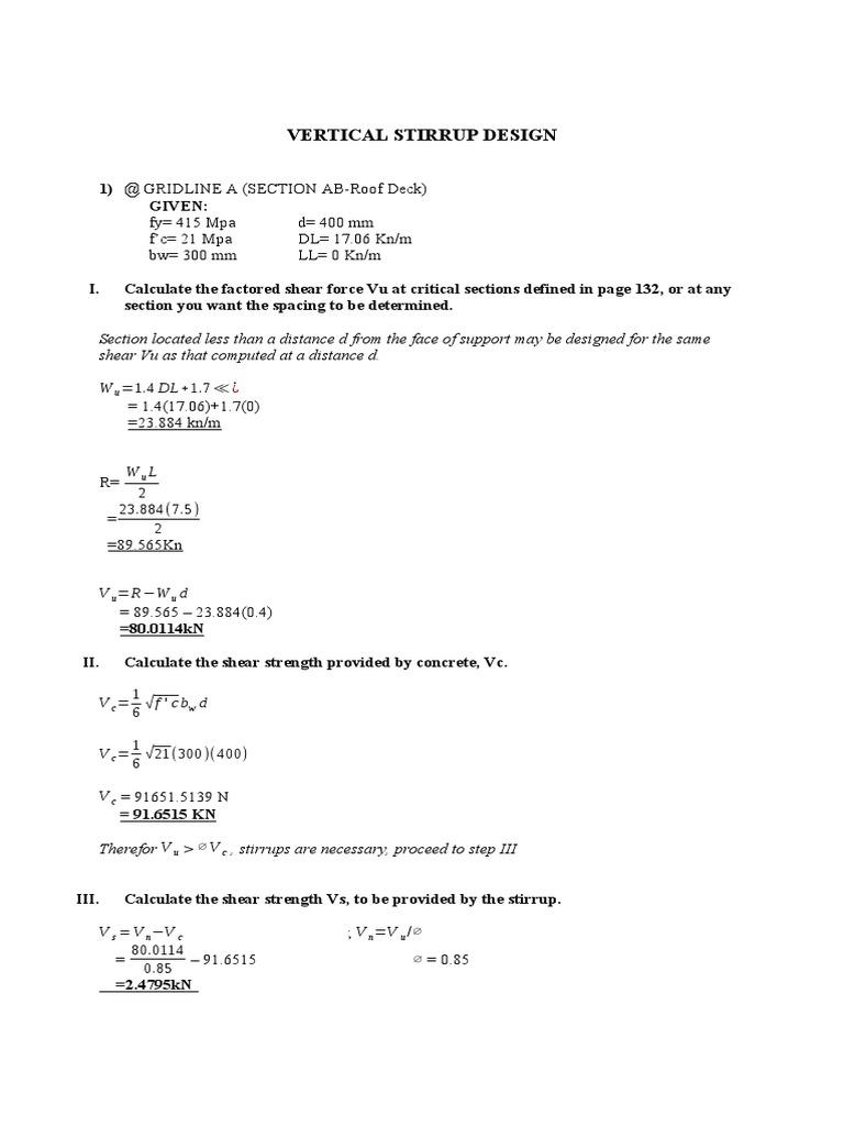 Vertical Stirrups Design and Spacing | PDF | Mechanical Engineering ...