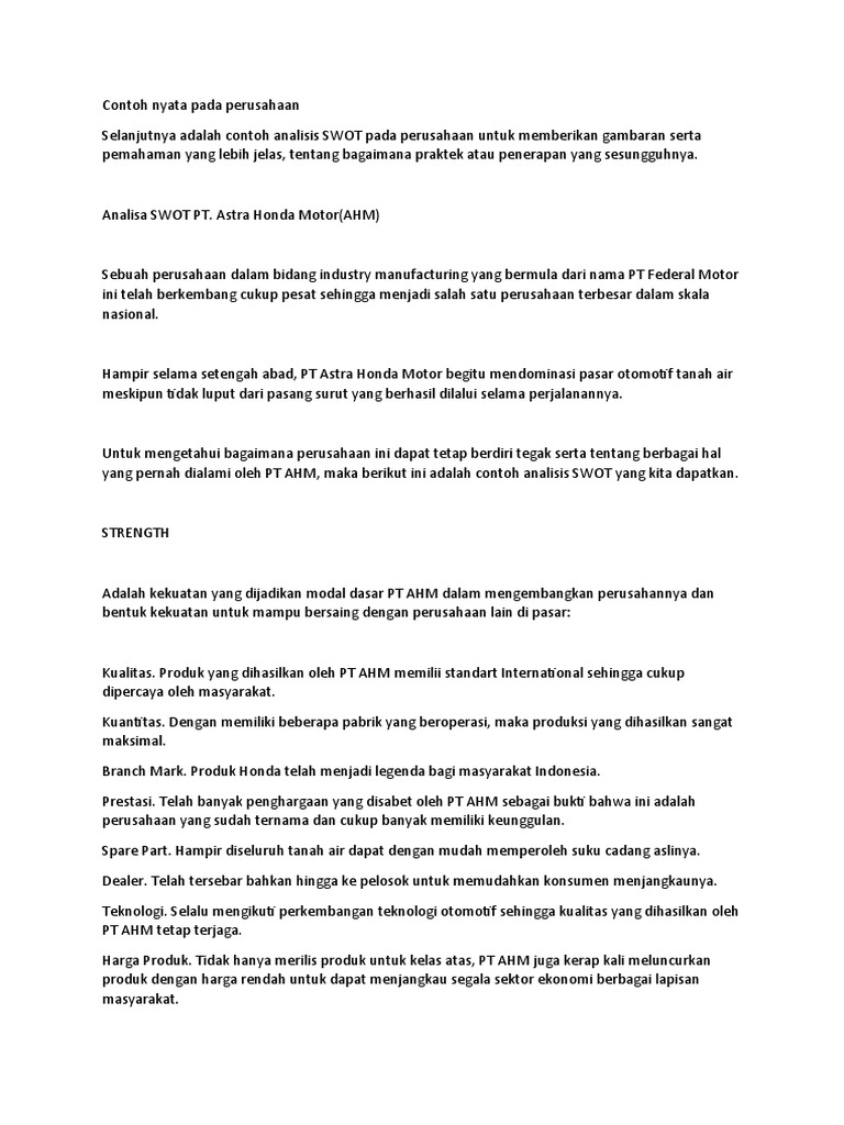 Contoh Nyata Pada Perusahaan | PDF