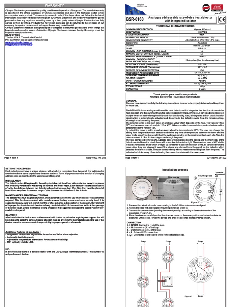 Analogue Addressable Rate-Of-Rise Heat Detector With Integrated ...