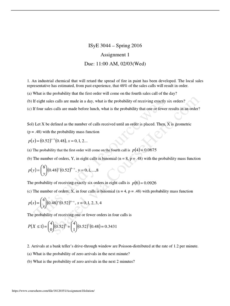 ISYE 3044 Assignment | PDF | Statistical Theory | Applied Mathematics