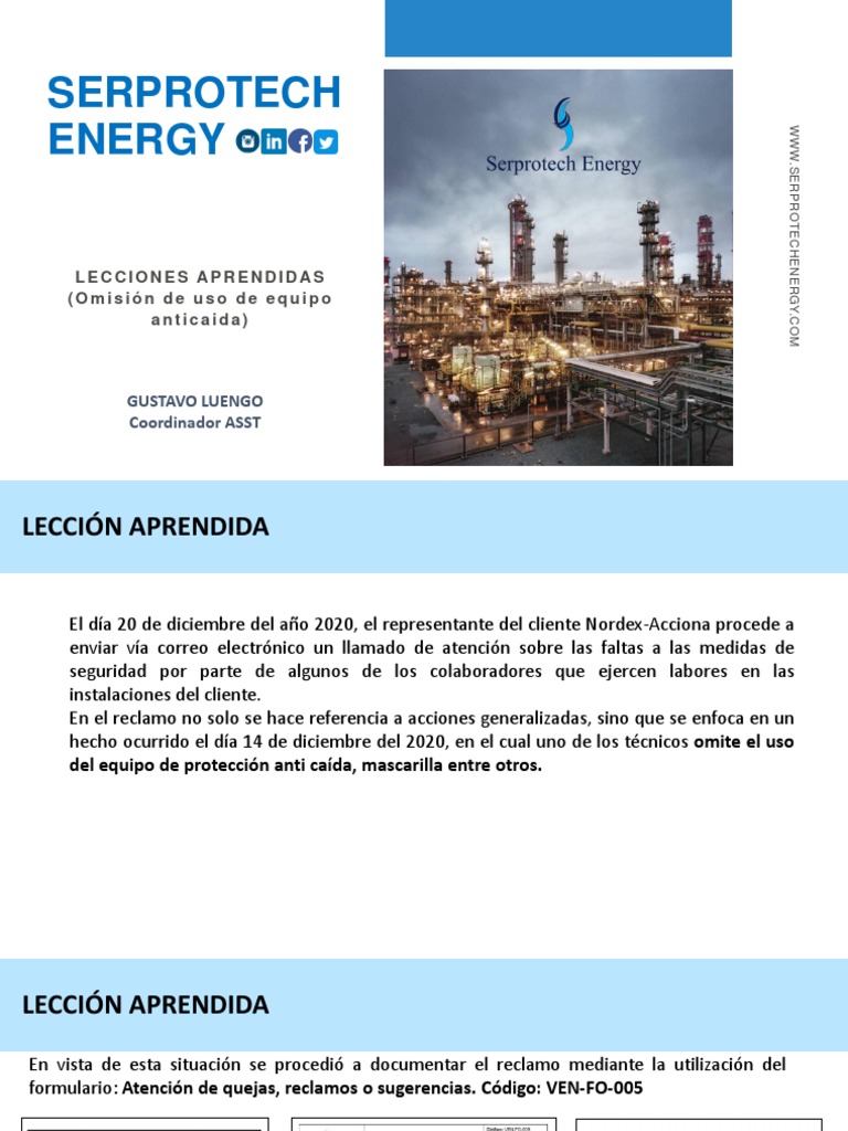 Lecciones sobre seguridad en Serprotech | PDF