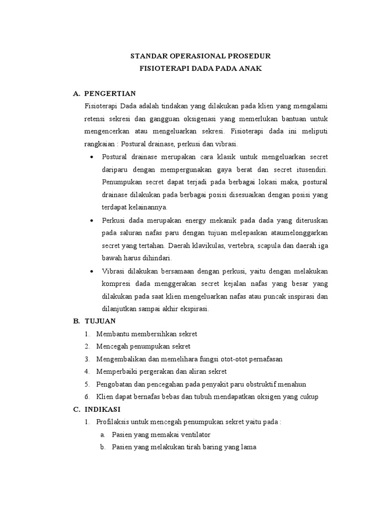 Sop Fisioterapi Dada | PDF