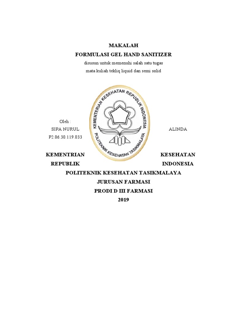 Formulasi Gel Hand Sanitizer | PDF | Kesehatan Holistik | Sains ...