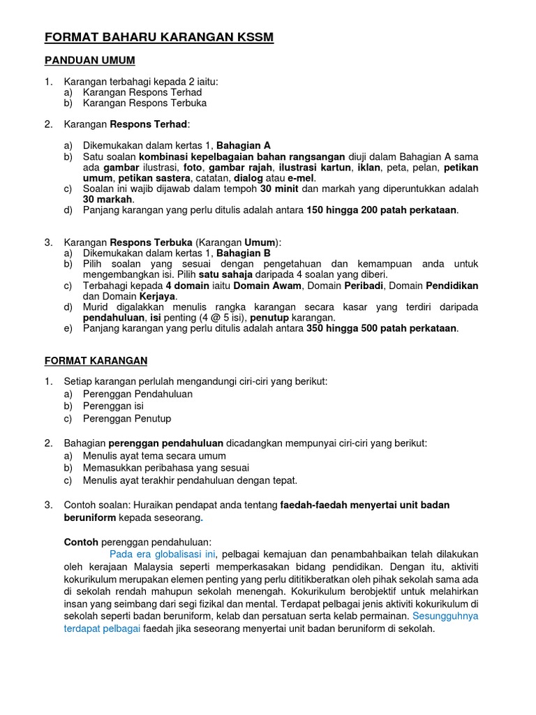 Nota Format Baharu Karangan | PDF