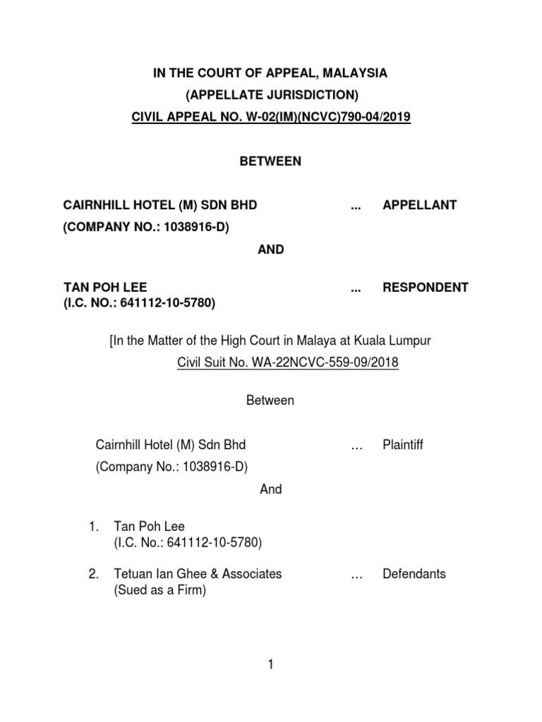 (102-20A) Cairnhill Hotel (M) SDN BHD v. Tan Poh Lee (Mary Lim Thiam ...