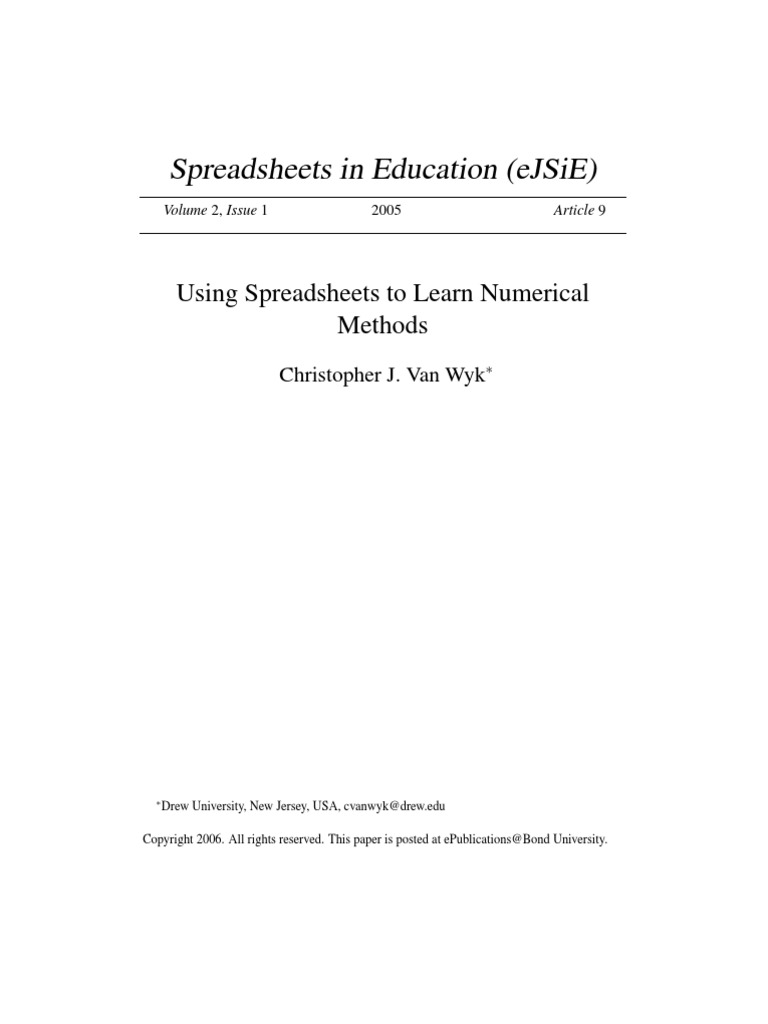 Using Spreadsheet To Learn Numerical Methods | PDF | Spreadsheet ...
