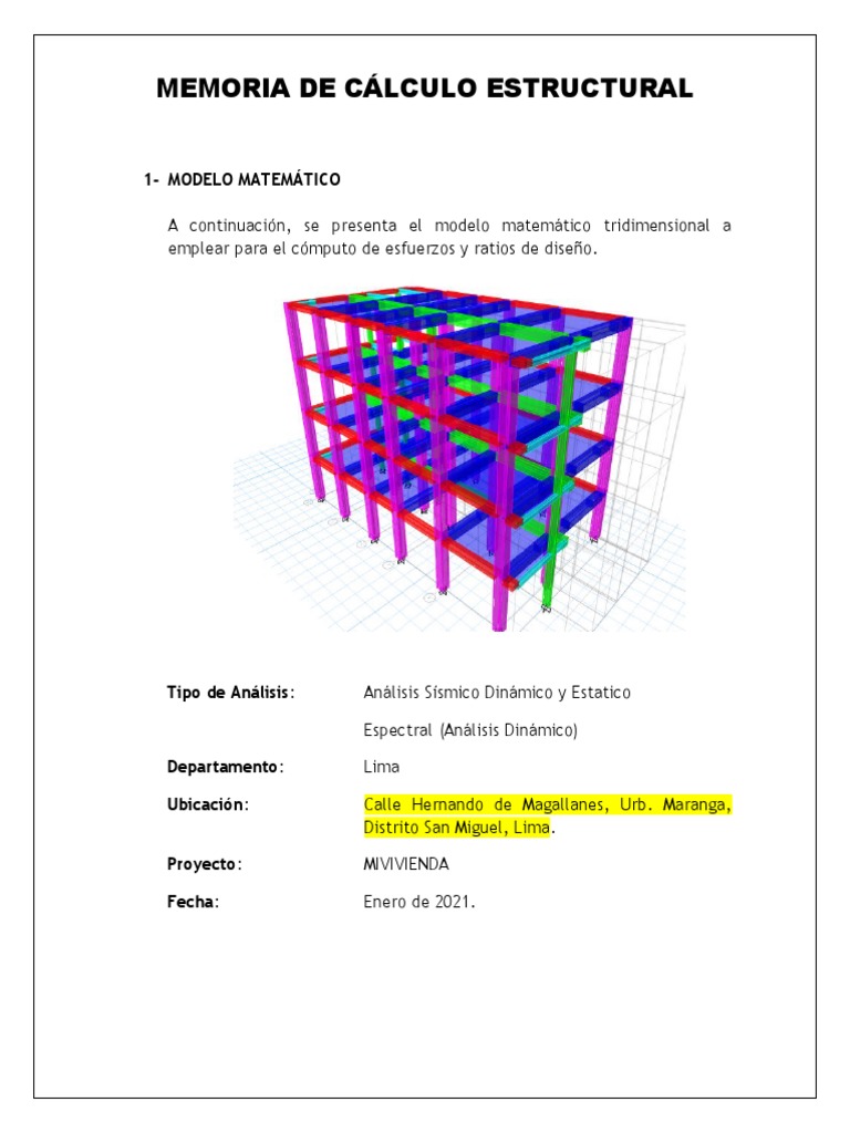 Memoria de Calculo Estructural | PDF | Hormigón | Física Aplicada e ...