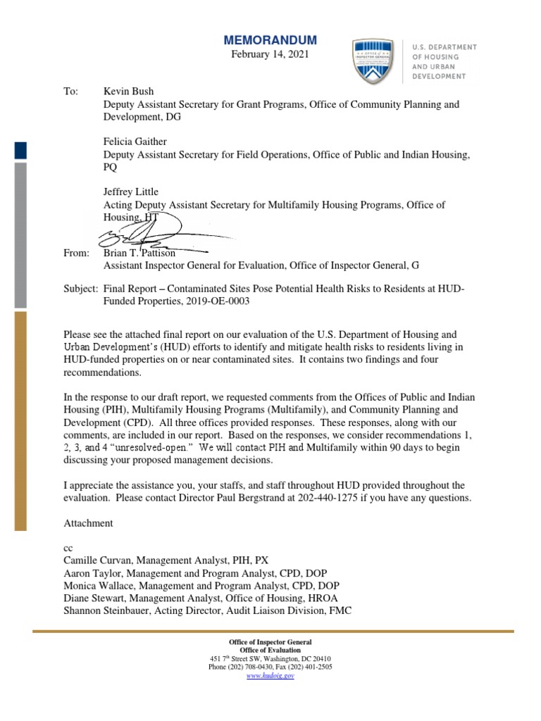 HUD Report | PDF | Superfund | National Environmental Policy Act