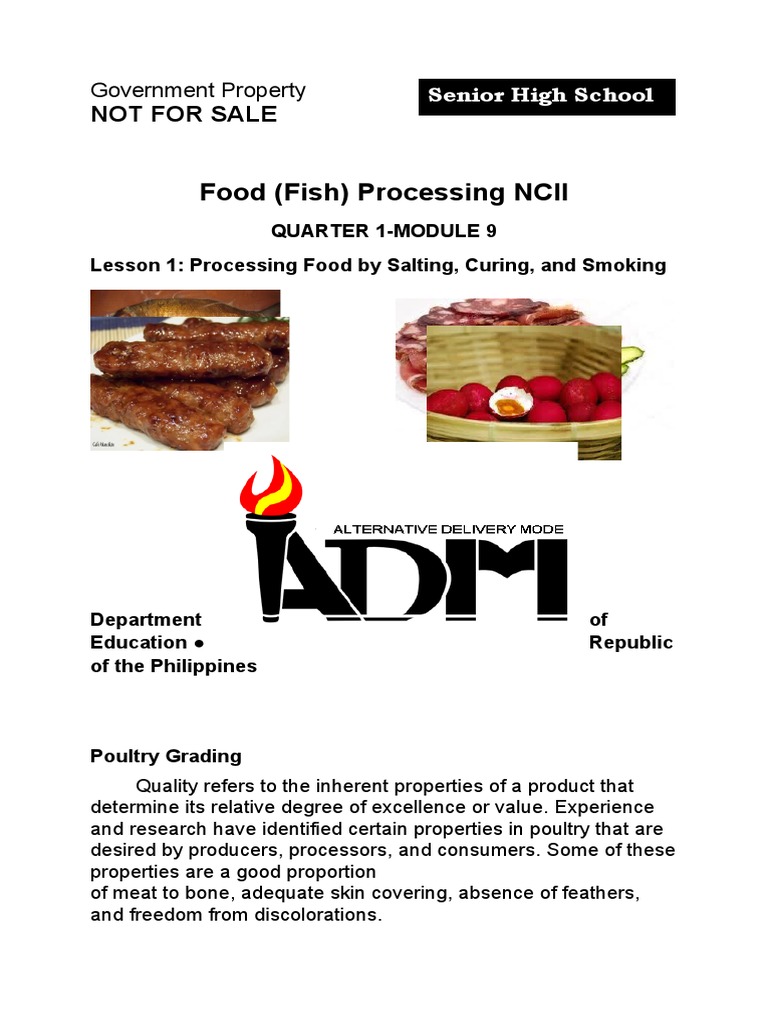 Food (Fish) Processing NCII: Not For Sale | PDF | Animal Products | Foods