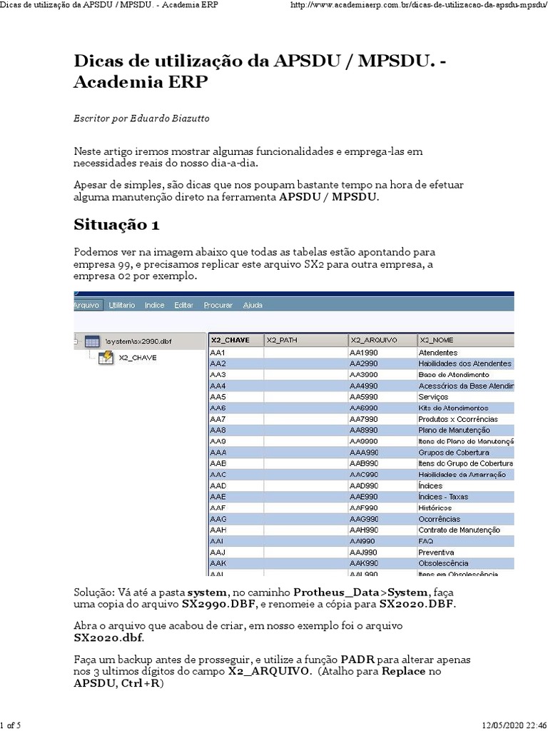 Totvs Microsiga Protheus: Apsdu - Como Usar | PDF | Planejamento de ...