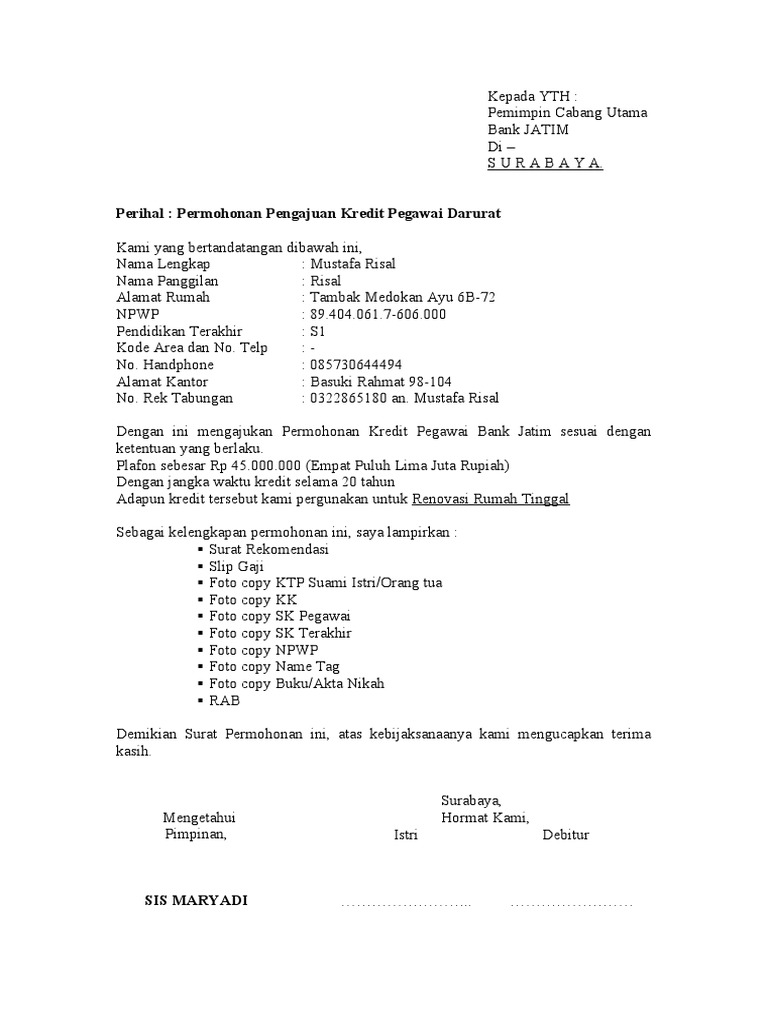 Form Pengajuan KPJ | PDF