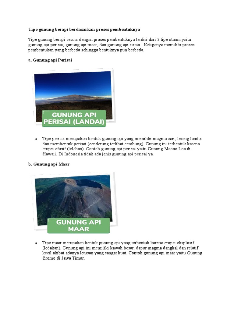Tipe Gunung Berapi Berdasarkan Proses Pembentuknya | PDF