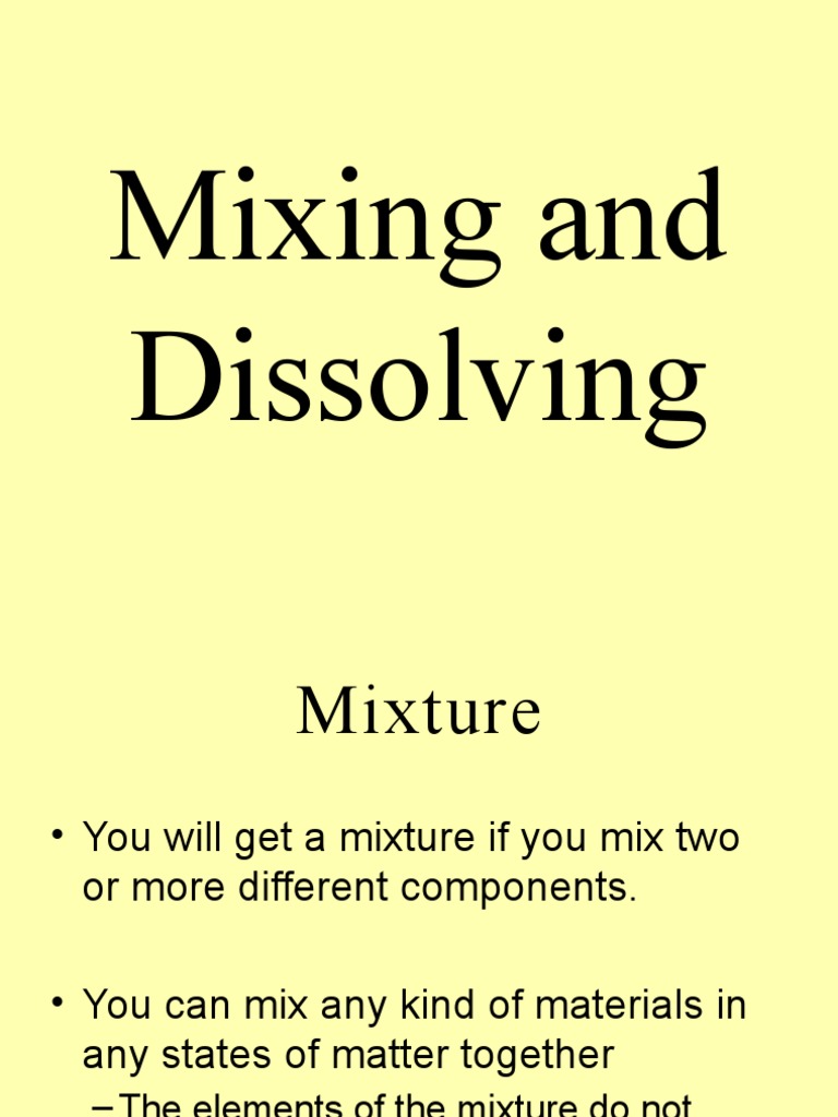 Mixing and Dissolving | PDF