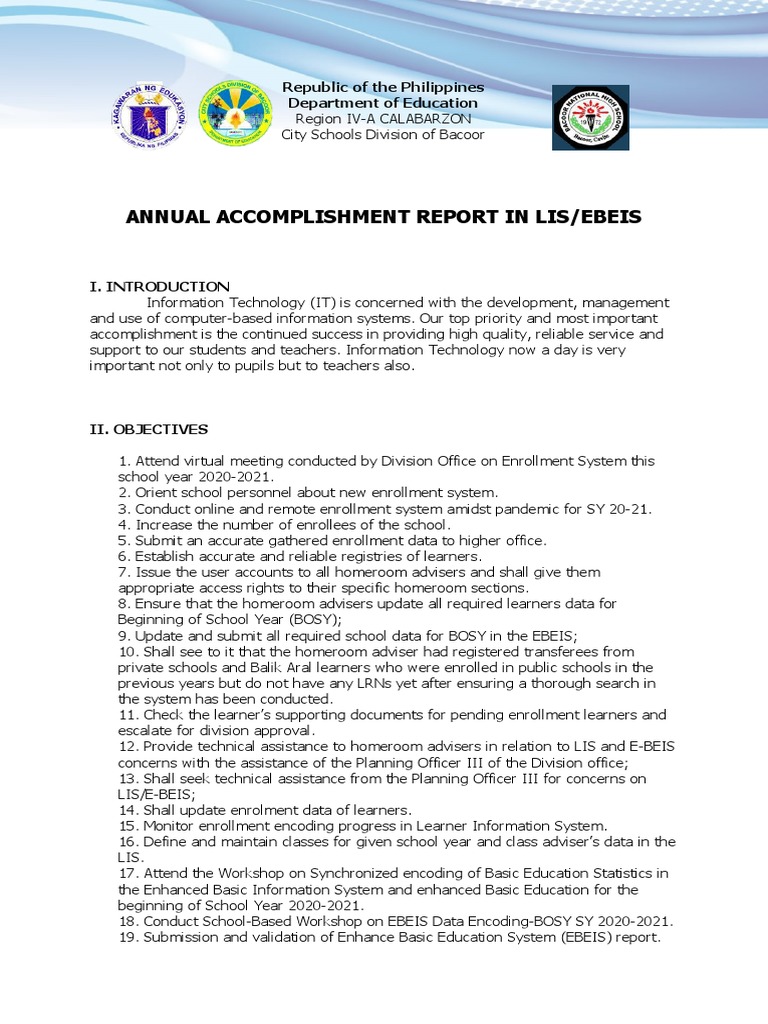 Annual Accomplishment Report 2020-2021 | PDF | Internet Access | Internet