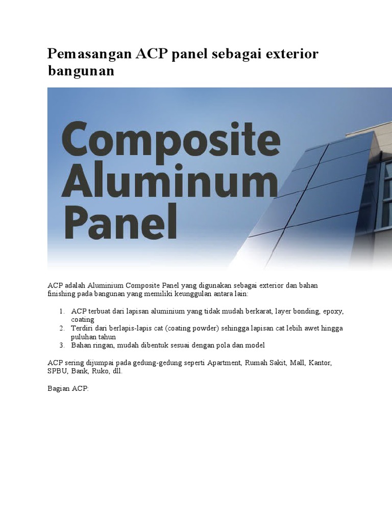 Pemasangan ACP Panel Sebagai Exterior Bangunan | PDF
