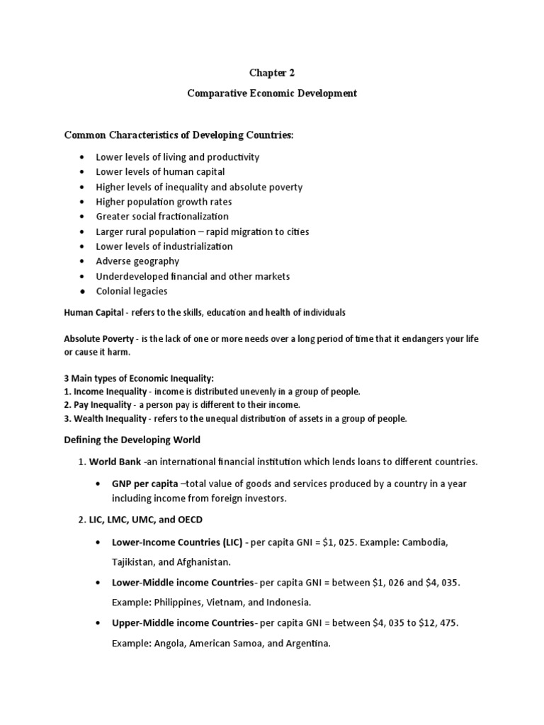 Chapter 2 Comparative Economic Development | PDF | Developing Country | Gross Domestic Product