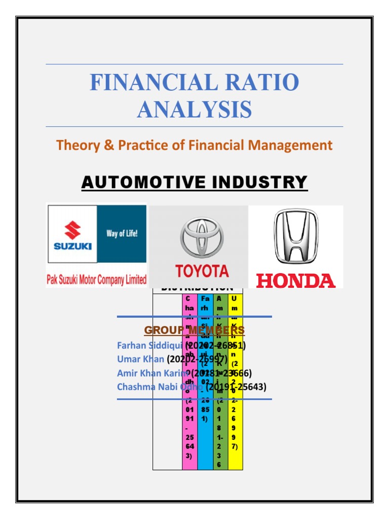 Financial Ratio Analysis of Automotive Industry Leaders | PDF | Toyota ...