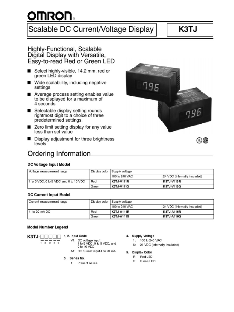 K3TJ-A116R-Omron Tachometers | PDF