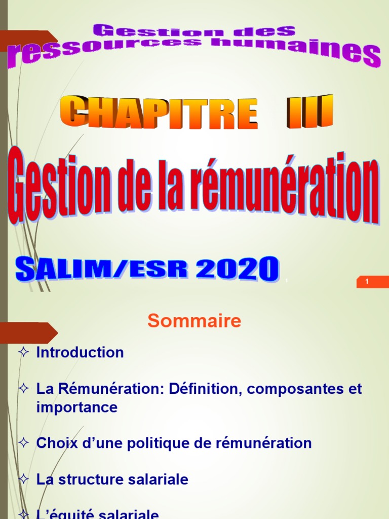 GRH CH3 Gestion de La Rémunération | PDF | Salaires | Gestion des ressources humaines