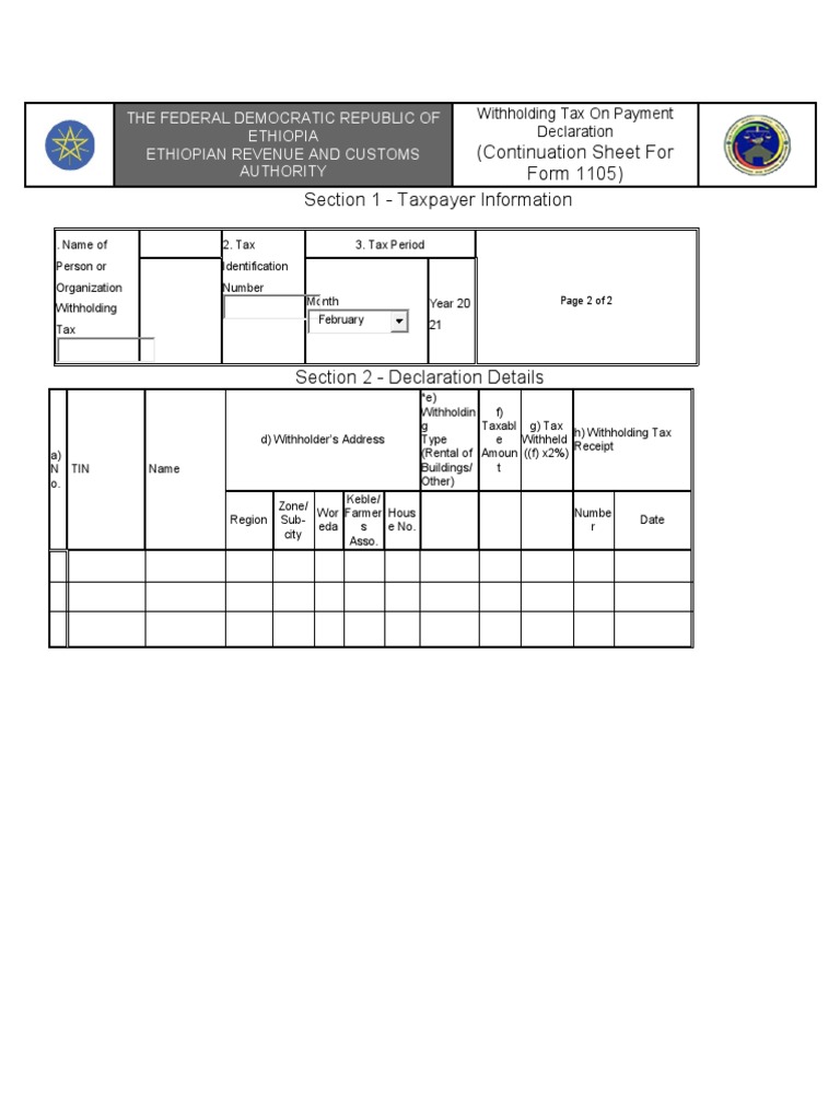 (Continuation Sheet For Form 1105) Section 1 - Taxpayer Information ...