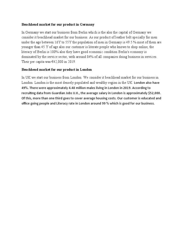 Beachhead Market For Our Product | PDF
