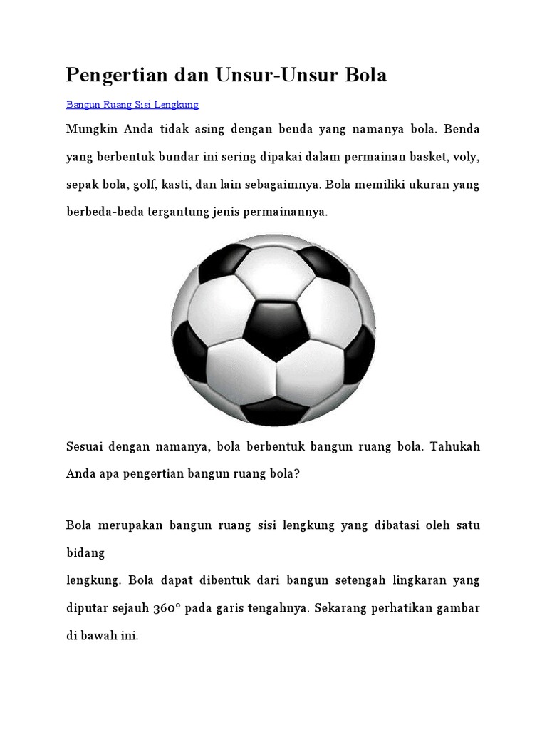 Pengertian Dan Unsur-Unsur Bola | PDF