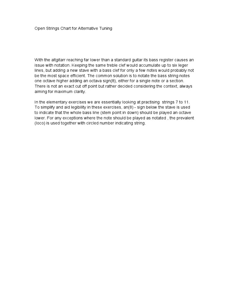 Open Strings Chart For Alternative Tuning - Guitar | PDF