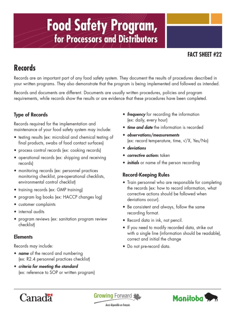Food Safety Record | PDF | Food Safety | Business