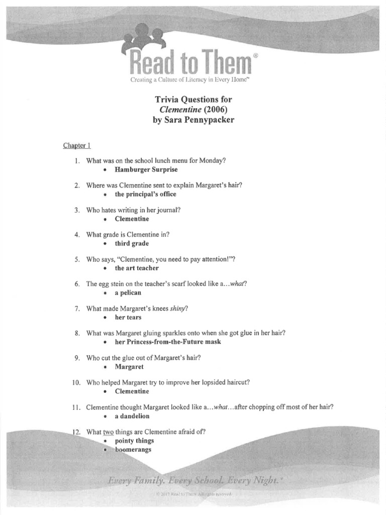 Clementine Comprehension Questions | PDF