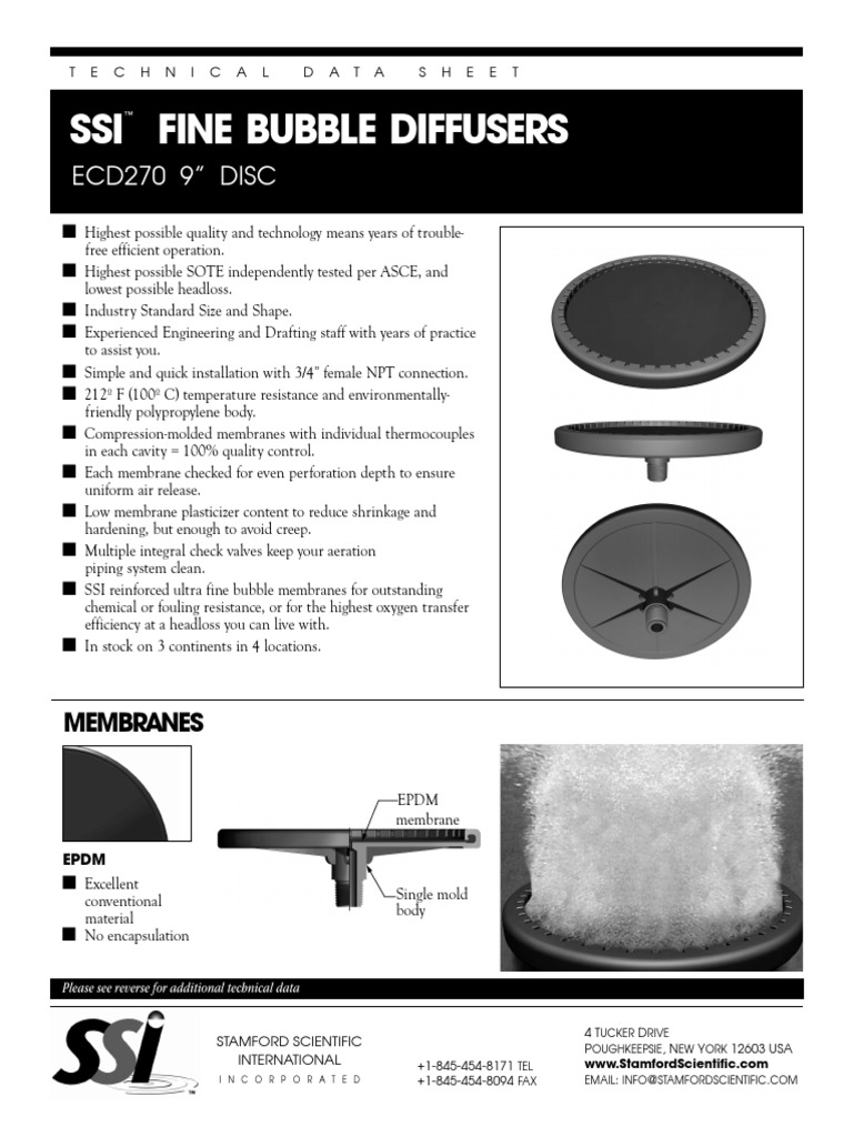 Ficha Técnica Difusor de Burbuja Fina ECD 270 de 9 in | PDF | Civil ...