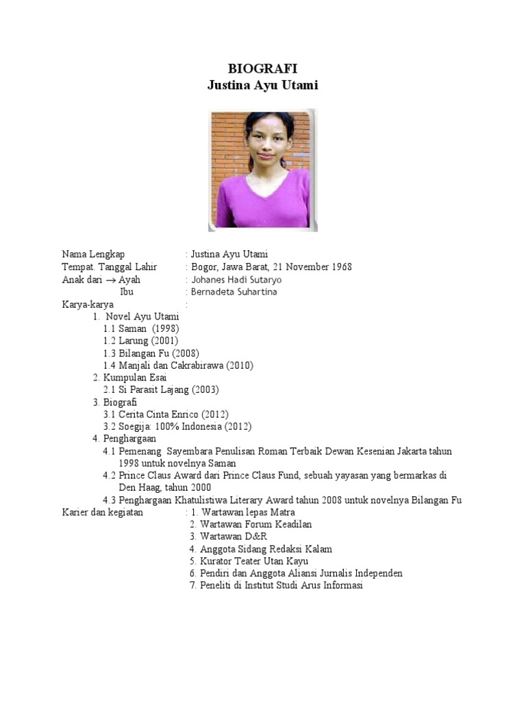 Biografi Ayu Utami | PDF