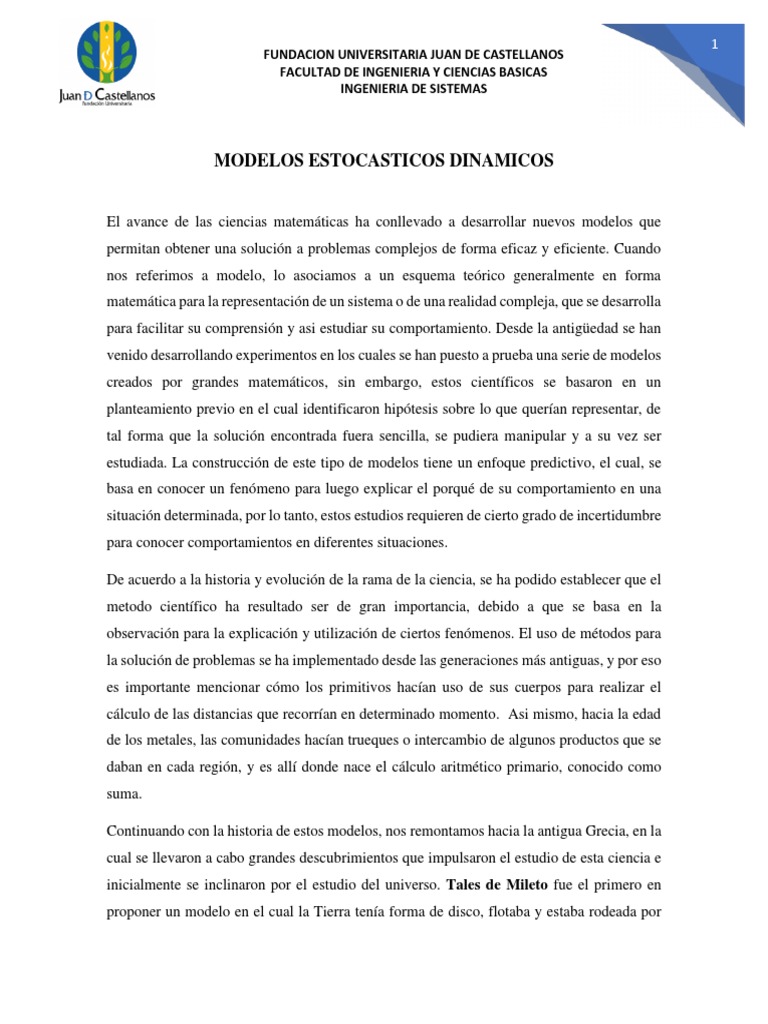 Modelos Estocásticos Dinámicos en Ingeniería | PDF | Estocástico | Ingeniería