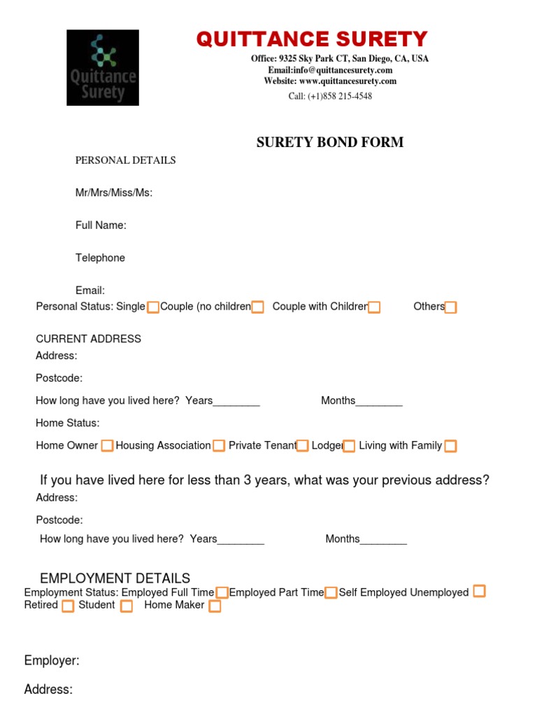 Quittance Surety Form | PDF