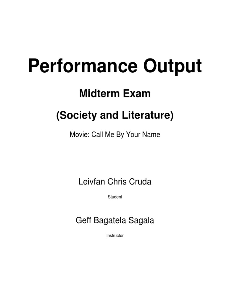 Performance Output: Midterm Exam (Society and Literature) | PDF