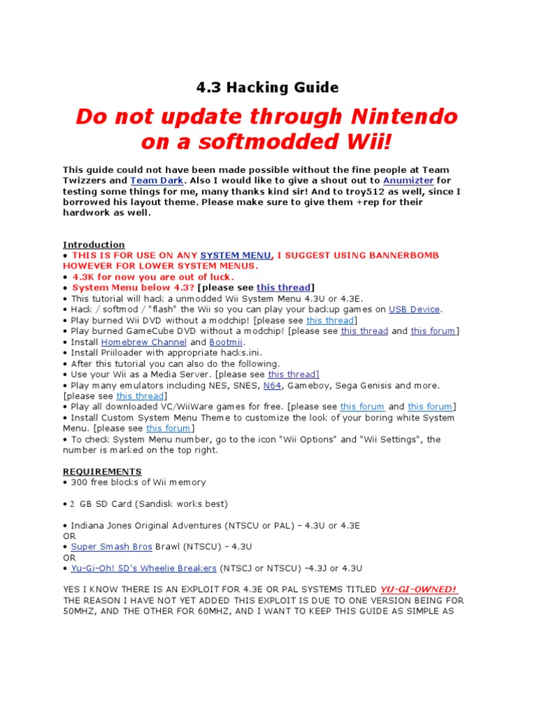 Hack My Wii 4.3 | PDF | Wii | Secure Digital