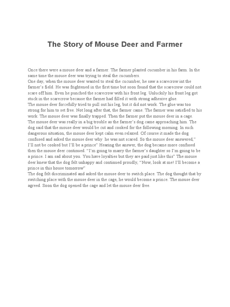 The Story of Mouse Deer and Farmer | PDF