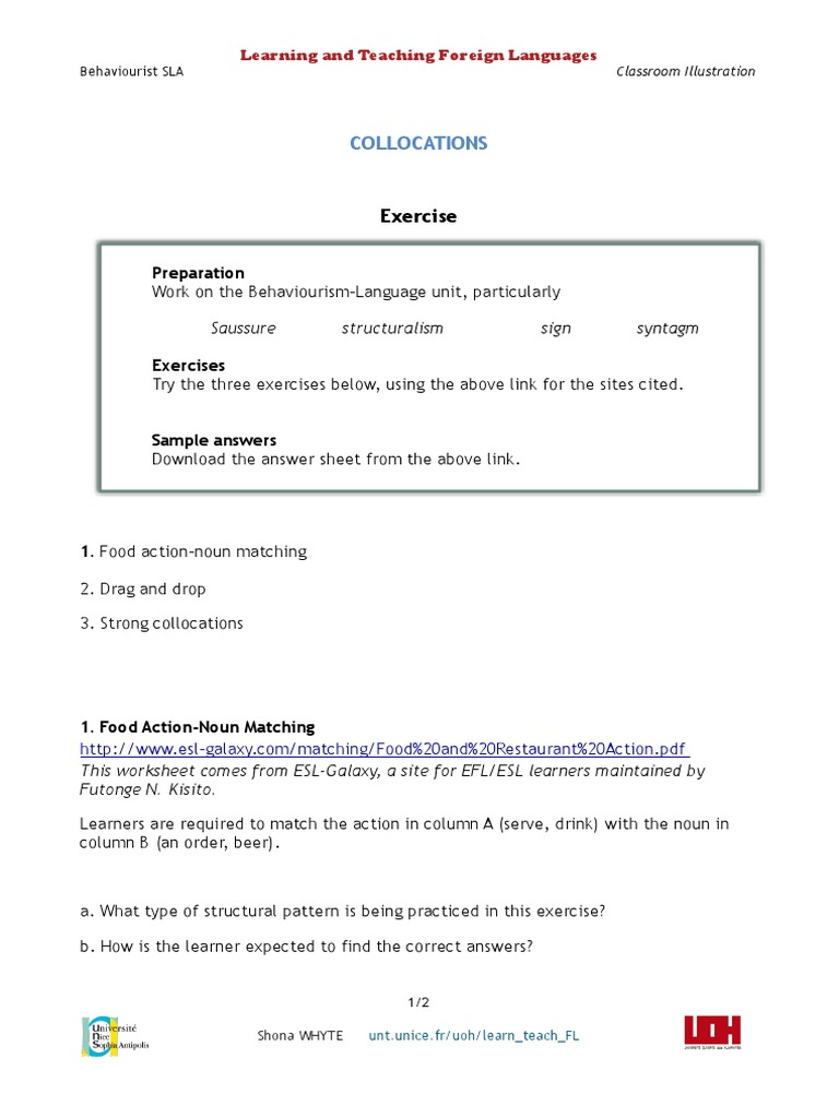 4 Collocation Be H | PDF | English As A Second Or Foreign Language | Syntax