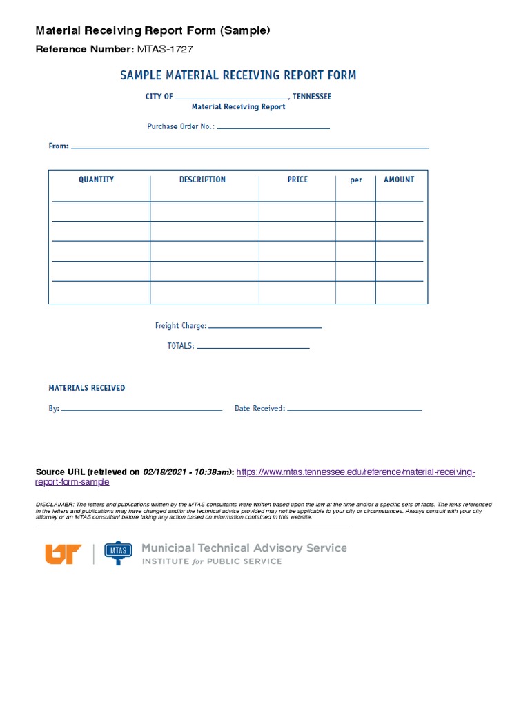 Sample Matrial Receiving Report | PDF