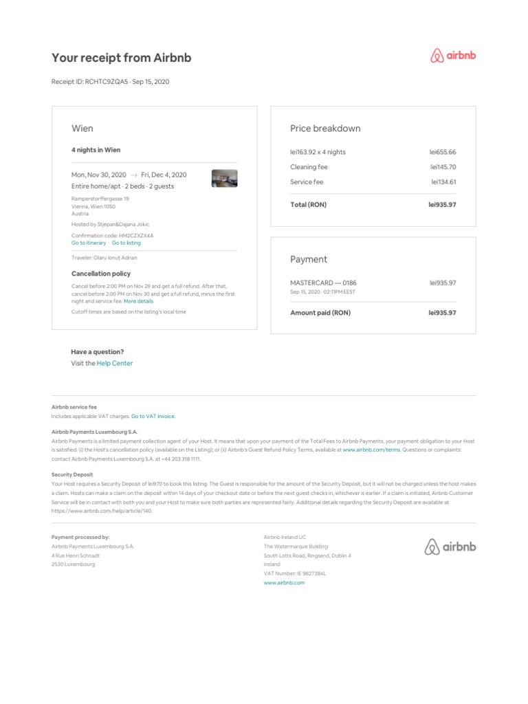Your Payment Receipt | PDF | Airbnb | Receipt