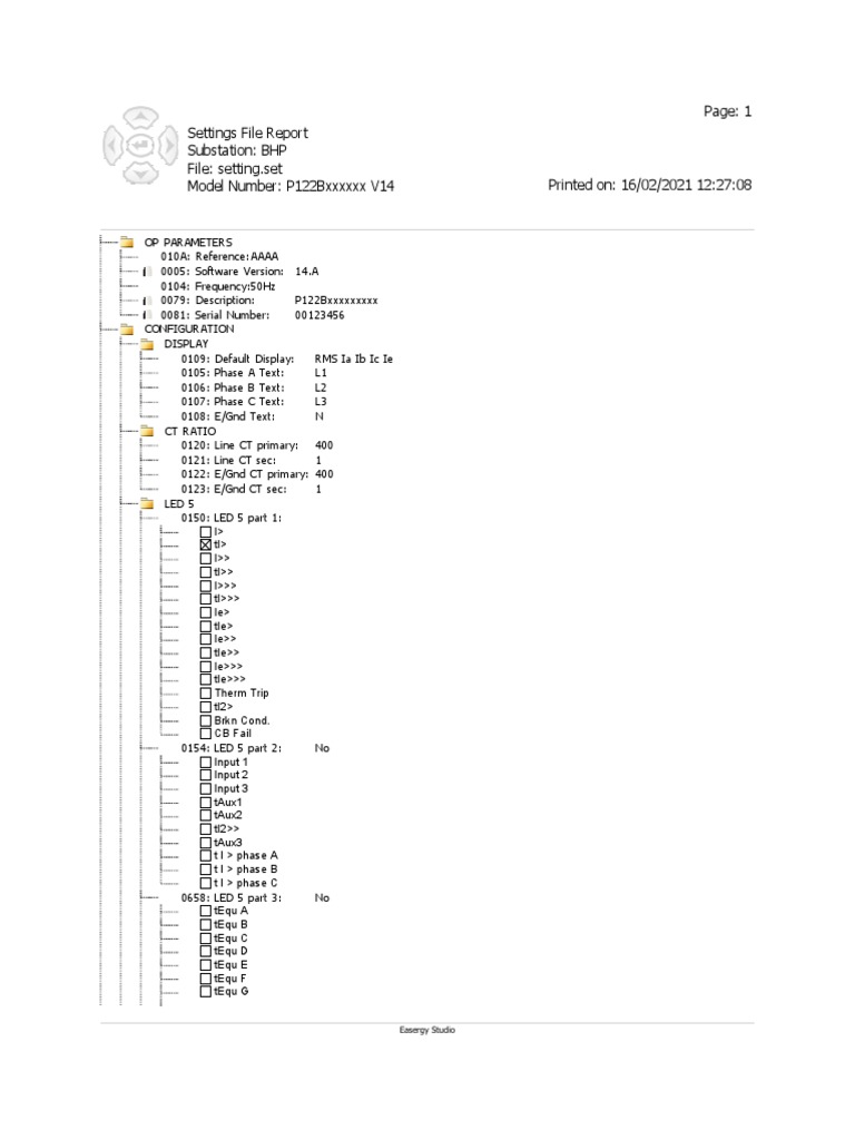 p122 Setting | PDF | Relay | Electrical Equipment