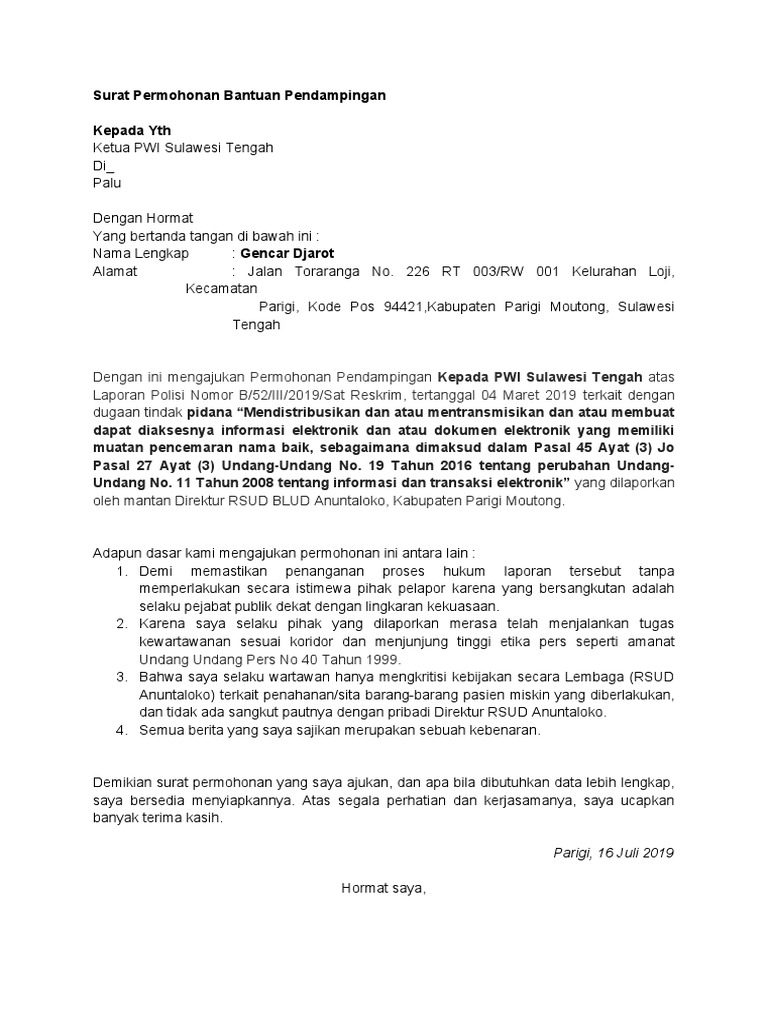 Surat Permohonan Pendampingan | PDF