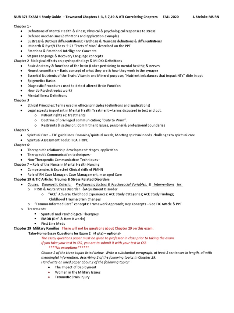 371 EXAM 1 StudyGuide, F2020 | PDF | Science & Mathematics