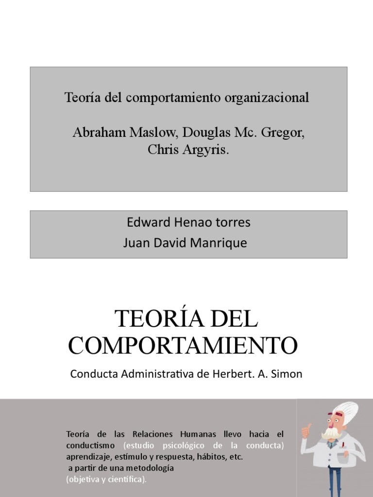 Teoría del Comportamiento Organizacional | PDF | Crecimiento personal y ...