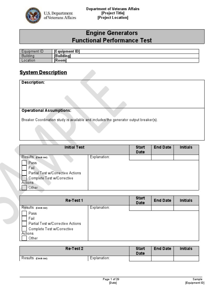 Engine Generators Functional Performance Test: System Description | PDF